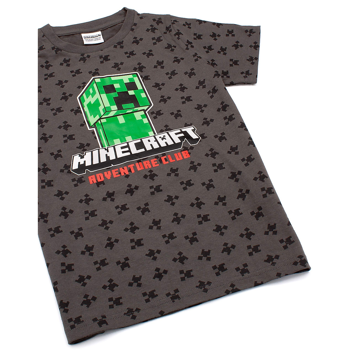 Minecraft T Shirt Boys Kids Creeper Short Sleeve Grey Top Merchandise 9-10 Years