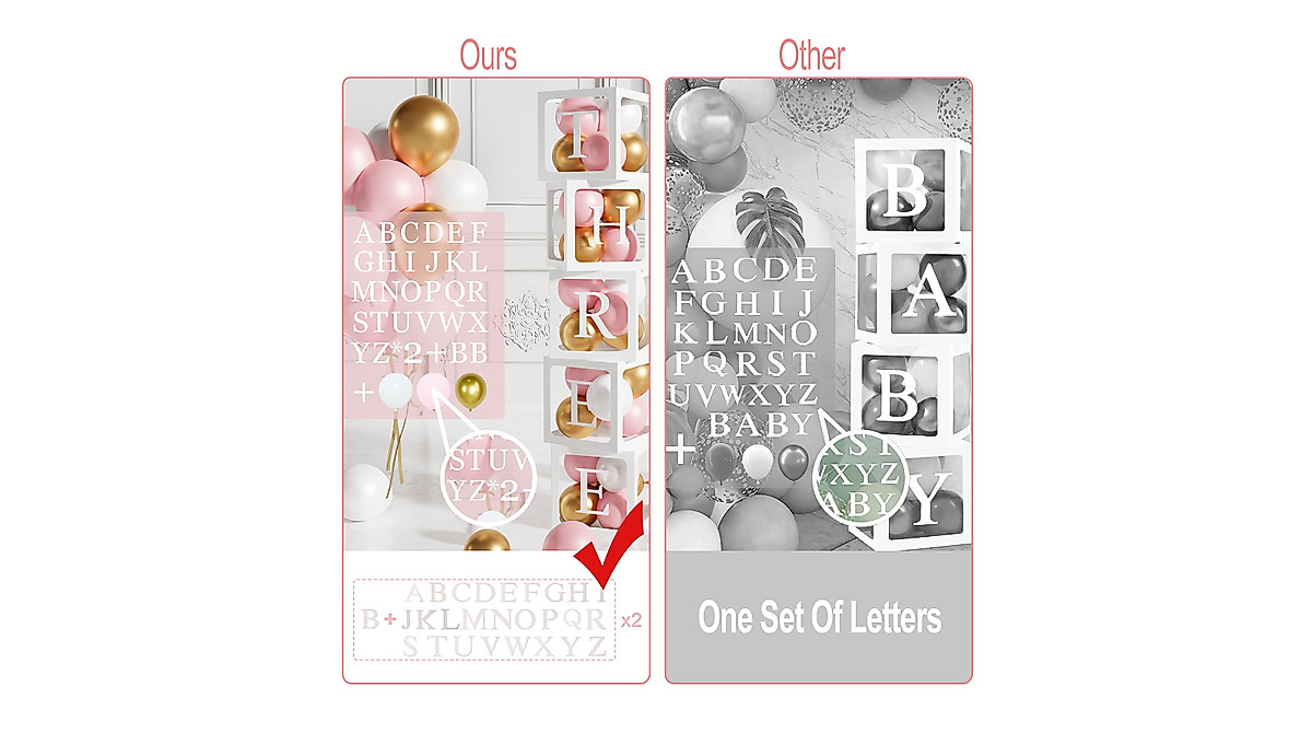 Stylish Baby Shower Boxes with Letters & Balloons