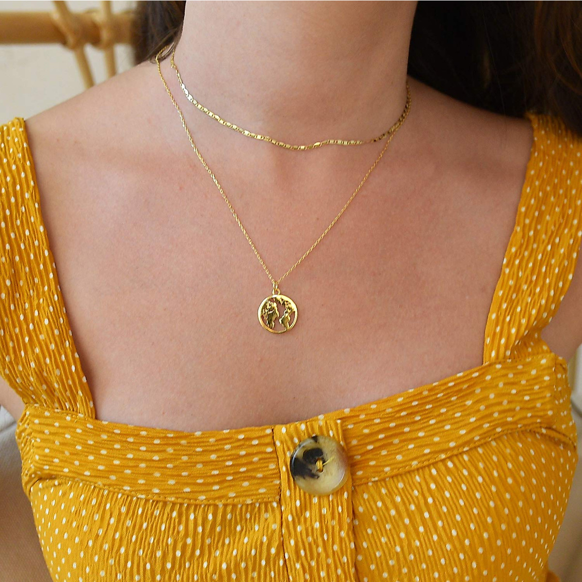 Climate Change Awareness [925 Sterling Silver w/18K Gold Plating] Necklace - Pro Globe/Save The Planet - Eco-Friendly Jewelry Also for Digital Nomad Women w/Wanderlust