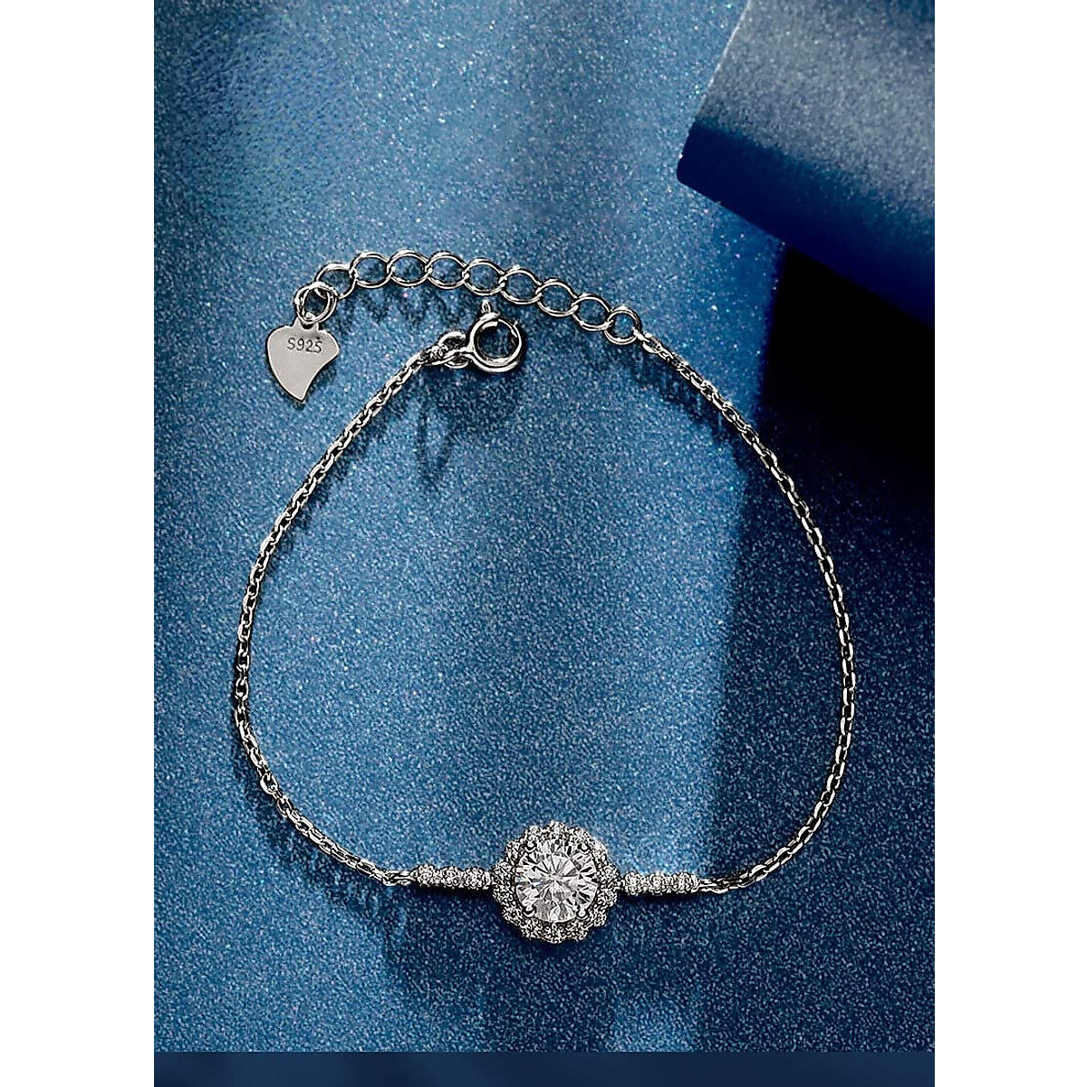 pickyegg.com GRA Certificate 1CT Moissanite Diamond Women's Sterling Silver Bracelet MSL001