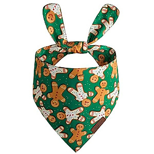 THLOH Christmas Dog Bandanas - 2 Pack Gingerbread Man Pet Scarf | Multiple Sizes Offered | for Boy and Girl, Adjustable Fit, Holiday Bandana for Small Medium Large Dogs,2pcs,S