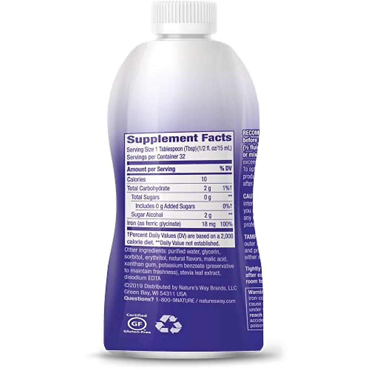 Nature's Way Wellesse Liquid Iron, Fast Absorbing, 16 Fluid Ounces, Natural Berry Flavor