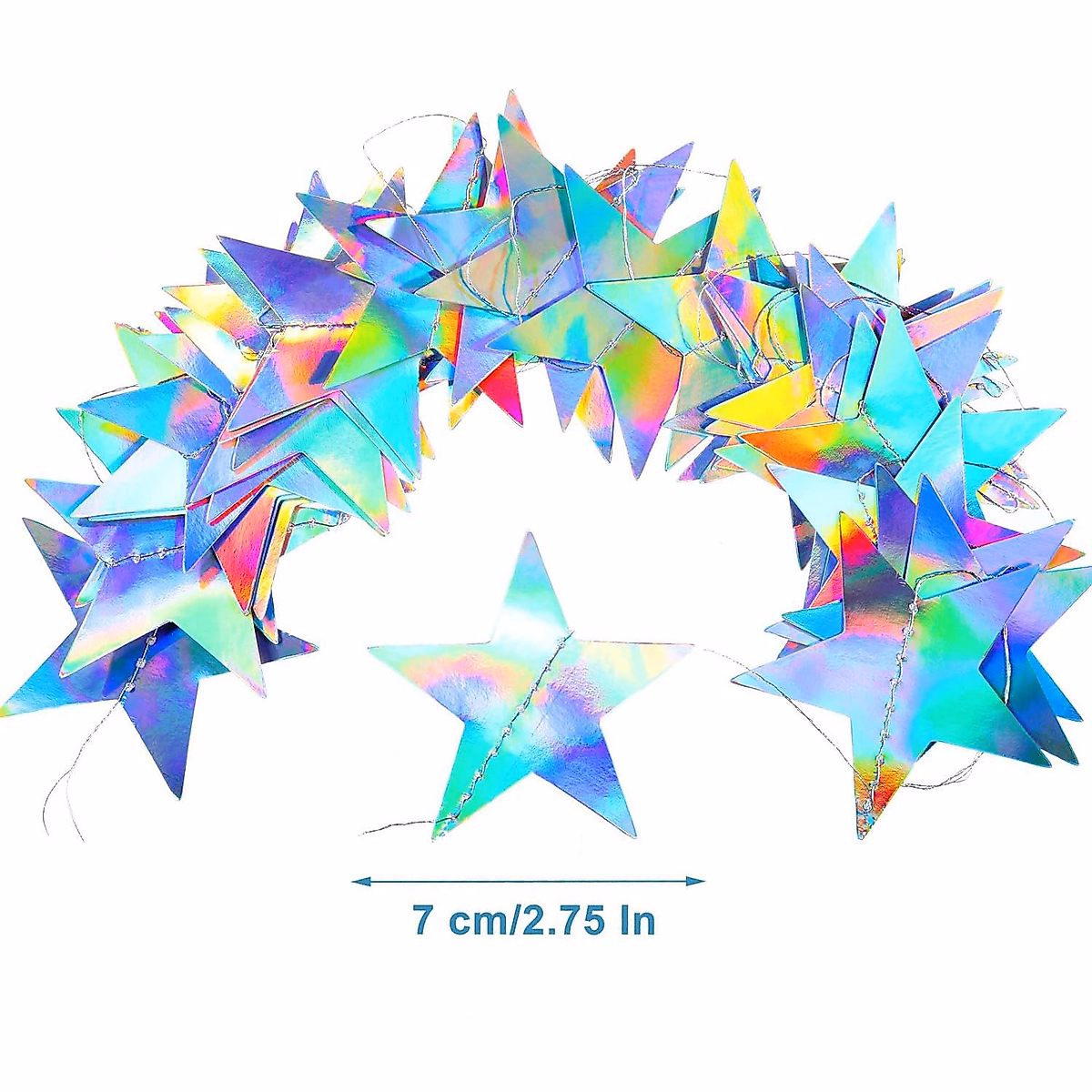 Iridescent Shining Star Hanging Garland Iridescent Hanging Sparkling Star Streamer Glitter Star Bunting Banner Twinkle Star Backdrop for Wedding Baby Shower Birthday Christmas Decorations 40 Feet