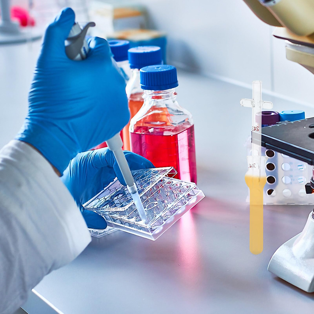 2ml Glass Cell Tissue , Glass Tissue Homogenizer Lab Pestle Lab Glass Tube Laboratory Tool with Pestle for School Students Science Experiment