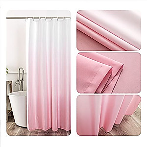 YI & ZE Ombre Pink Shower Curtain Sets for Bathroom Accessories Fabric Polyester Waterproof Modern Shower Curtain Liner with 12 Hooks W72xL72