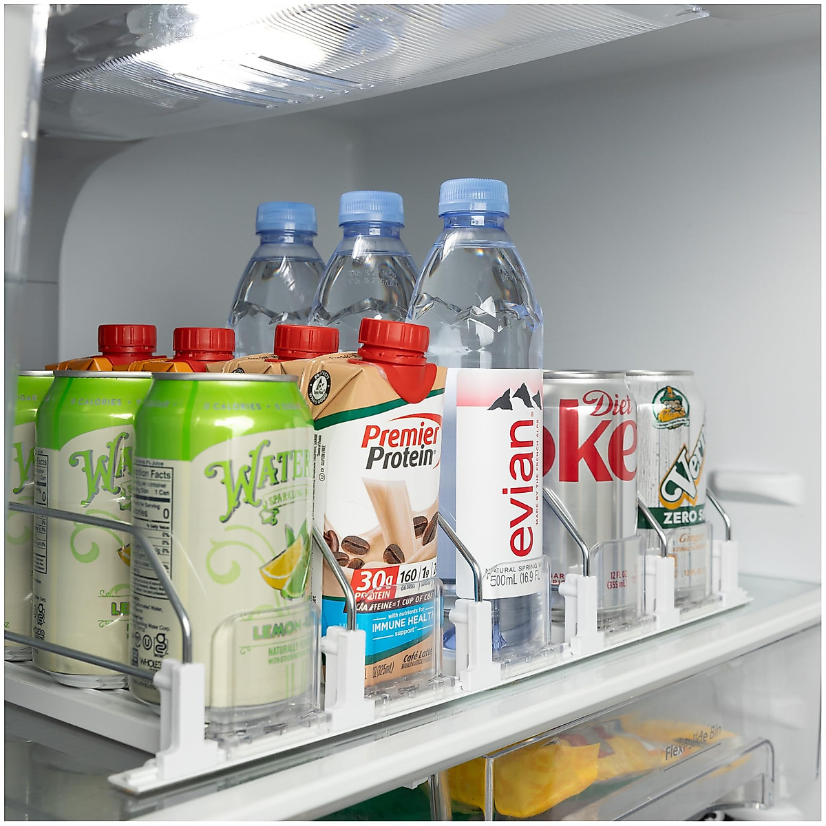 Drink Organizer for Fridge, Upgraded Self Pushing Fridge Drink Organizer, Automatic Drink Dispenser for Fridge-Holds up to 25 Cans - Accessories Included