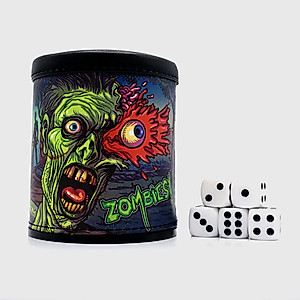 Luck Lab Zombies Dice Cup Including 5 Dice - Red Velvet Interior for Quiet Shaking - Use for Zombie Dice Liars Dice RFP Yahtzee Board Games, Black