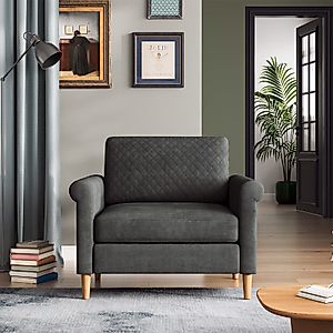 Vesgantti 65'' Sofa +31.5"Accent Chair,2-Seater Sofa Couch+Armchair,Foam Pocket Spring Hybrid Modern Loveseat Sofa+Chairs,Upholstered LoveSeat Couch chair for Livingroom,Bedroom,Small Space etc, Grey