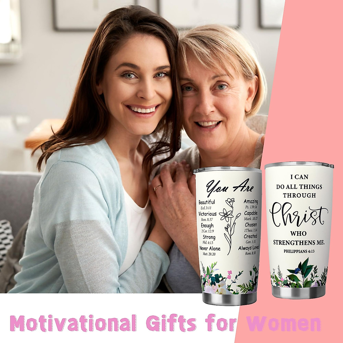 Niduilef Christian Gifts for Women-Stainless Steel 20oz Tumbler Inspirational Religious Gifts- Christian Faith Jesus God Bible Verse Gifts