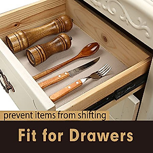 Premium Drawer and Shelf Liner for Cabinet, Non Adhesive Liner for Kitchen, Strong Grip Non Slip Shelf Liners for Kitchen Cabinets, Storage, Drawers, Shelves, Kitchenware and Tableware, Beige