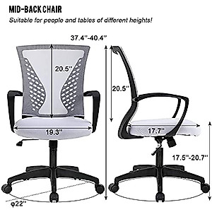 FLL Desk Chair Office Chair Swivel Computer Chair Executive Chair with Lumbar Support Armrests Adjustable Seat Height,Mesh Computer Chair Rolling Swivel Chair for Home Office Conference Room(White)