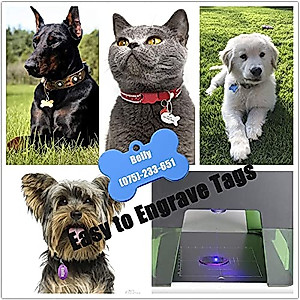 Comgrow Laser Engraving Machine for Dog Tag Metal Wood Silicone,Portable Desktop Laser Engraver Machine Tumblers Leather Glass Acrylic