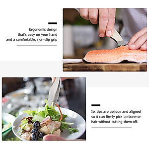 Hemoton Tool Tweezer, Pork Chicken Removal Duck Tools Removing Fishbone Plier Stainless Bones, Tweezer Puller Feather Clip Pluck Ham Wool Scales Precision Restaurant Steel Pig Fish for