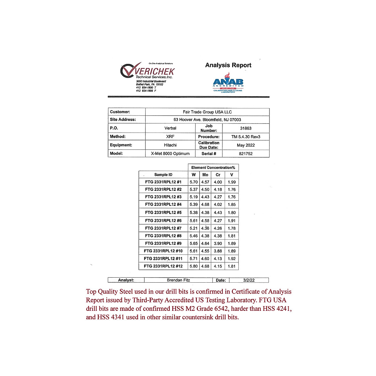 FTG USA Countersink Drill Bit Set 6 Pc #6 (9/64") Wood Countersink Drill Bit Pro Pack Countersink Set, 12 Replacement Tapered Countersink Drill Bits 9/64",1 Stop Collar, Hex Wrench