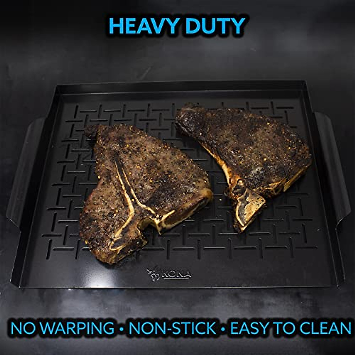 Kona Grill Tray - Heavy Duty BBQ Grilling Pan Will Never Warp & Enameled For Easier Cleaning - BBQ Accessory For Fish, Vegetables, Kabobs - 16x12 x1 inch
