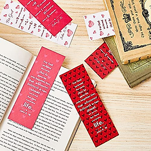 Bible Bookmark for Kid Cute Hearts Religious Christian Bookmark Valentine's Day Bookmarks Gifts for Women Teachers Students School Classroom Birthday Valentine Exchange Party Favors (60 Pieces)