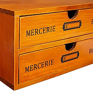 Vintage Wooden Storage Box with Drawers for Desk Organization
