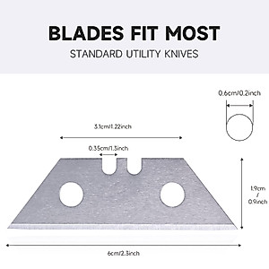 FOSHIO 10 Pack Utility Knife Blades, Heavy Duty Box Cutter Blades SK5 Carbon Steel, Standard Replacement Razor Blades Utility Knife for Leather, Rubber, Wood, Fits Most Standard Utility Knives