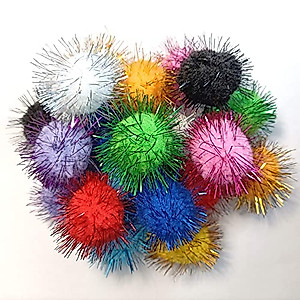 CRMADA Cat Toys Balls Sparkle Pom Pom Fuzzy Balls for Cats 20 Pack