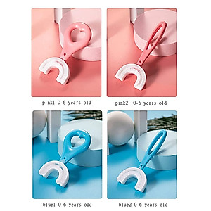 Pritbon 4Pcs Children's U-Shape Toothbrush for 360degree Thorough Cleansing, Heart/Oval U Shape Toothbrush for Kids 0-12 Years Old