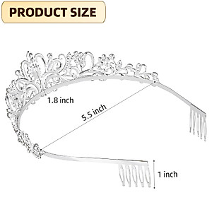 Silver Tiaras and Crowns for Women, Crystal Birthday Queen Crowns with Comb Rhinestone Princess Tiara Hair Accessories Wedding Crown for Brides