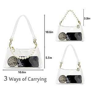 Sintra Clear Purse for Women, Clear Cute Hobo Tote Handbag Mini Clutch Bag with Pearl chain Stadium Approved for Concerts, See Through Transparent Bag, Gift for Women