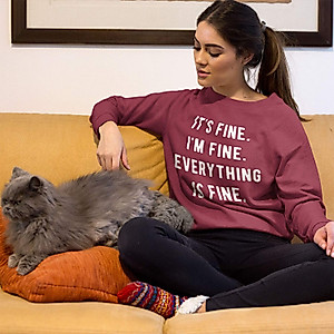 Instant Message - It's Fine. I'm Fine. Everything Is Fine. - Women's Lightweight French Terry Pullover - Size 3X Heather Maroon