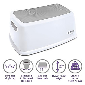 Dreambaby Toddler & Me Step Stool Potty Seat Training Aid with Anti-Slip Sure-Grip Steps, Holds up to 320 lbs for Kids & Adults, Grey