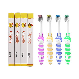 Clypolly Kids Bee Toothbrush, Soft Bristle Individually Wrapped Toothbrushes, Child Sized Brush Head, for Toddlers Girls and Boys 3-12 Years Pack of 12