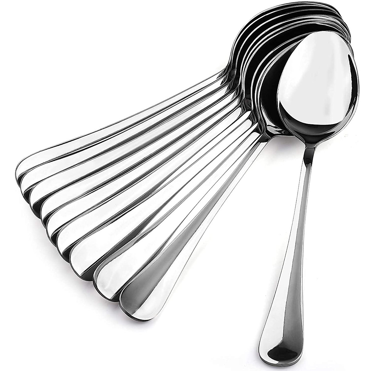Lazooy 8 Pack Serving Spoon Set 18/10 Stainless Steel Serving Utensil No Rust Large Serving Tablespoons for Buffet Banquet, Mirror-Polished, 8 Inch