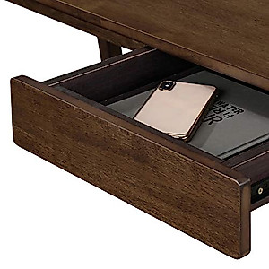 Finch Darren Home Office Drawer Mid Century Accent Desk, 43 Inch Wide Simple Modern Study Table, Walnut Brown