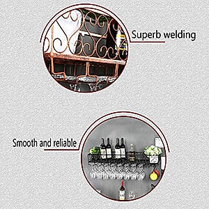 PIBM Stylish Simplicity Wine Shelf European Wrought Iron Hanging Wine Rack, Creative Wall Hanging Wine Rack, Black , 120CM