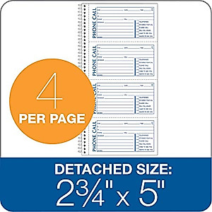 TOPS Phone Message Pad Call Book, Carbonless Paper 2 Part, 2 3/4 x 5, 400 Forms - 74620, White