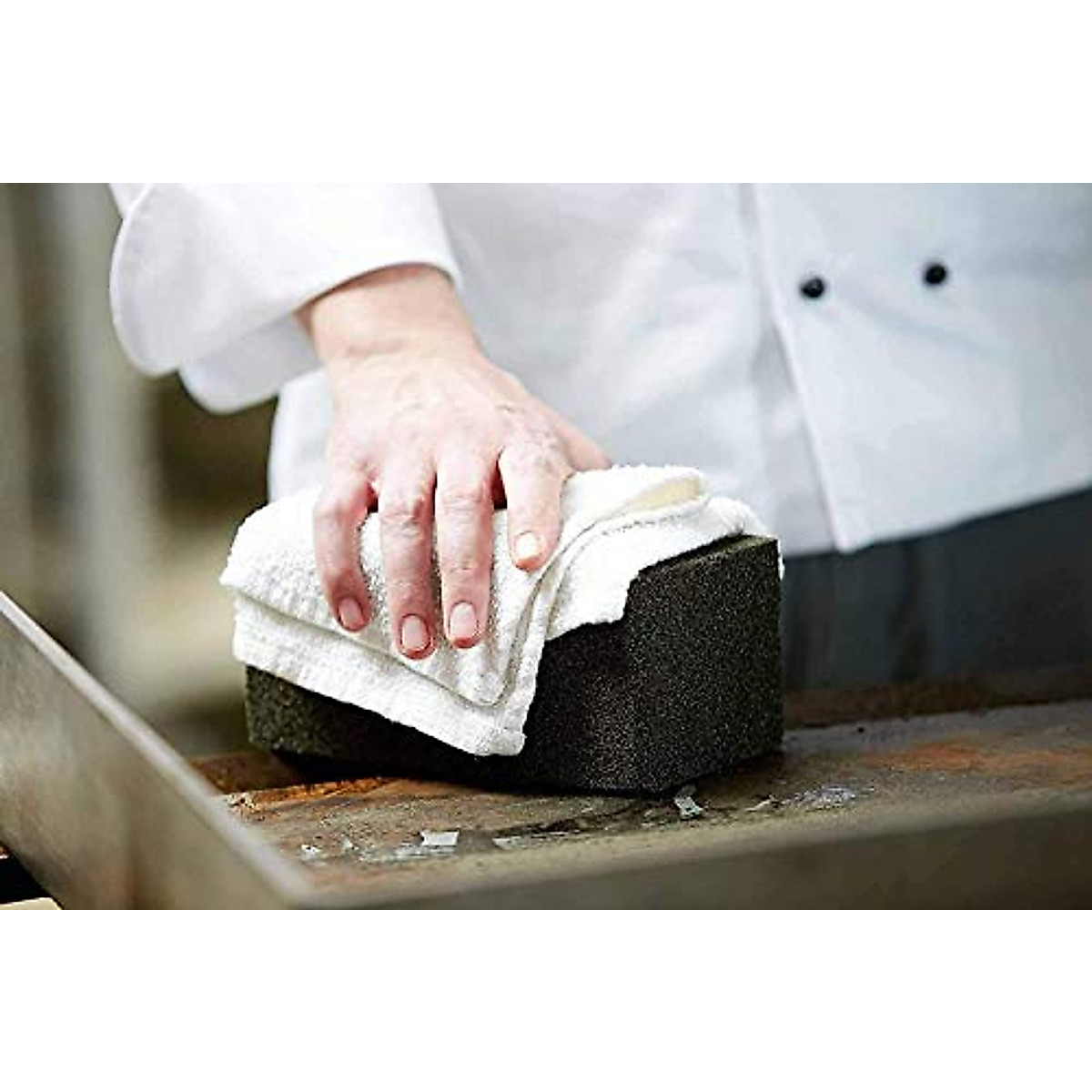 Grill Brick Commercial Grade Grill Cleaning Stone Pumice. For use on Grills, flat tops, griddles, and more. Cleans, Repolishes, and Sanitizes. Effectively Removes Cooked on Dirt, Grime, and Grease.