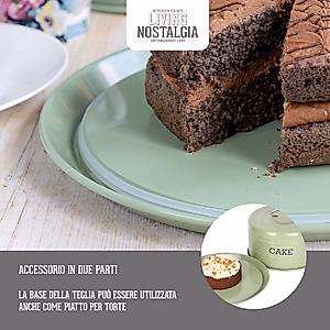 Kitchen Craft Living Nostalgia Airtight Cake Storage Tin/Cake Dome, 28.5 x 18 cm, English Sage Green