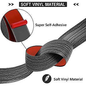 20Ft Floor Transition Strip Self Adhesive Vinyl Cover Floor Strip Flat Divider Transition Strip Wood Grain Design for Laminate Floor Gaps and Doorway Transitions (20Ft x 2 Inch, Gray)