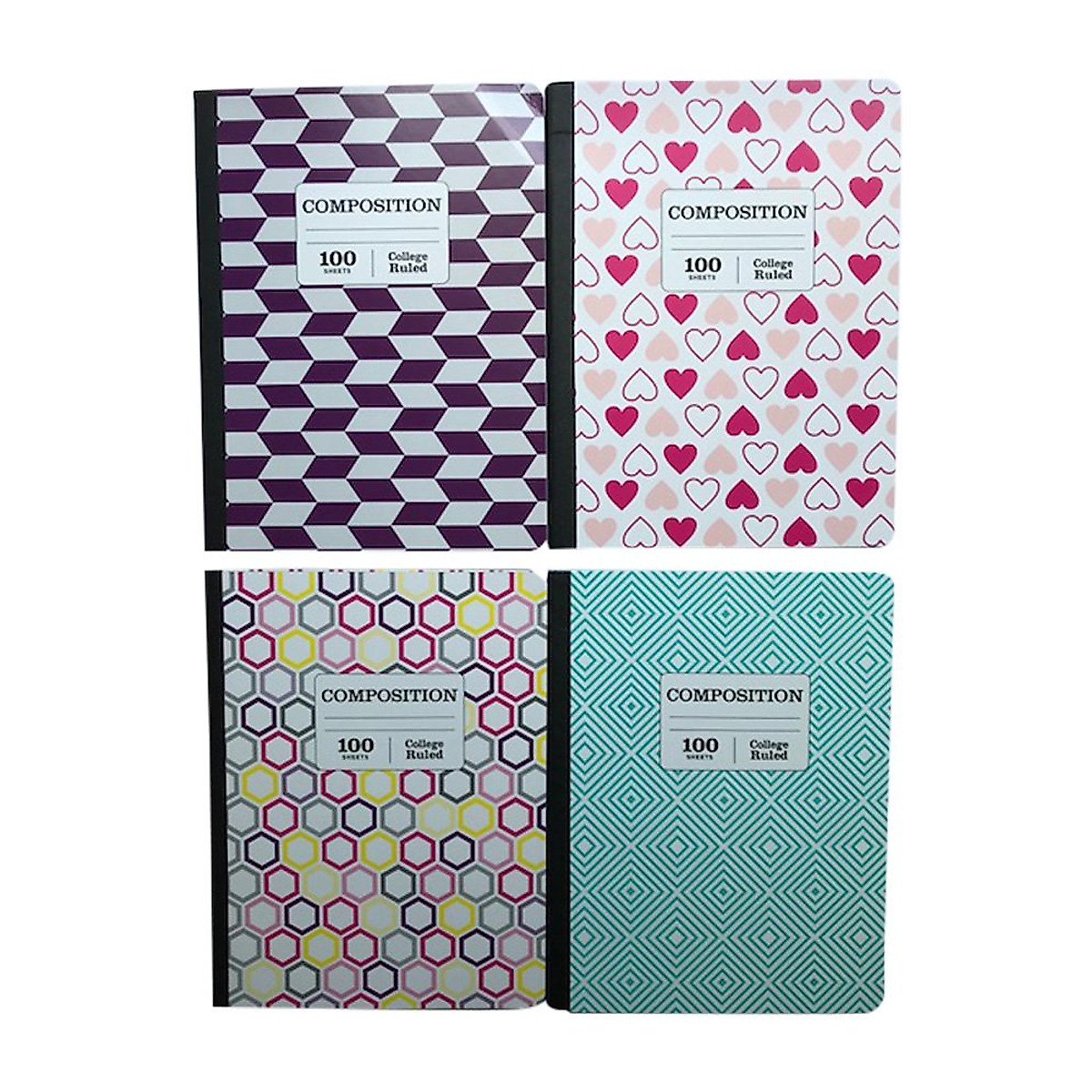 Pen+Gear Composition Notebooks 4 Pack, College Ruled, 4 Designs