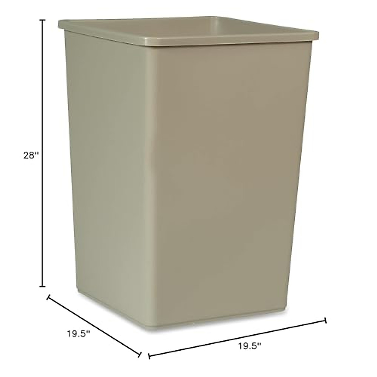 Rubbermaid Commercial Products Untouchable 35 Gal Square Container, Gray, for Offices/Mailrooms/Classrooms/Areas of High Waste Generation