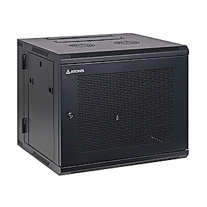 AEONS 9U Professional Wall Mount IT Cabinet Enclosure Double Section Hinged Swing Out 19-Inch Server Network Rack with Vented Door 22-Inches Deep Black (Fully Assembled)