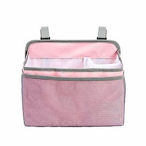 Baby Diaper Caddy Bag Stacker Organize - Nursery Storage Bin for Diapers, Wipes & Toys - Protable Diaper Organizer for Crib Wall (Pink)