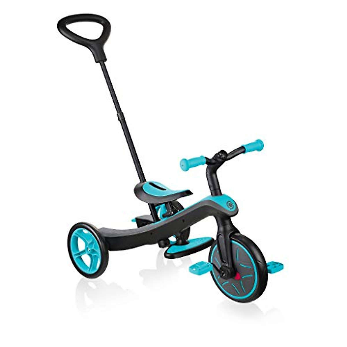 Globber 4-in-1 Toddler Trike Push Bike Stroller – Learning Tricycle for Toddlers Converts Into Balance Bike – Safe Outdoor Ride On Toys for Kids (Teal)
