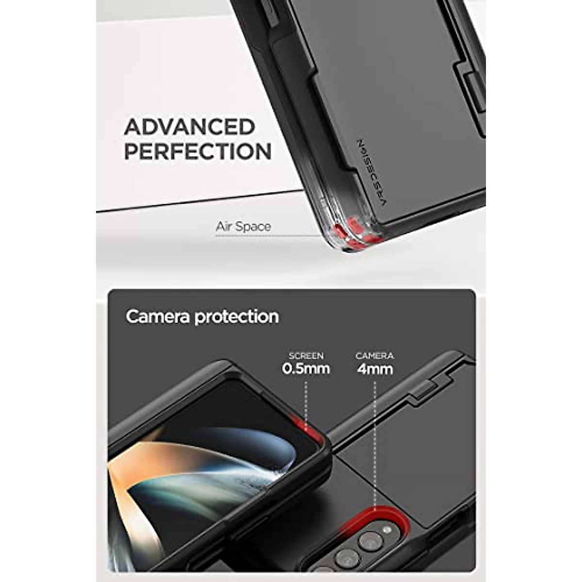 VRS DESIGN Terra Guard Modern GO S Phone Case for Galaxy Z Fold 4 5G (2022), Premium Modern Neat Style Hinge Protection Card Case with S Pen Compartment (Matte Black/Renewed)