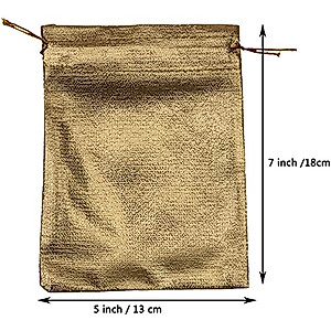 BEAVOING Pack of 50 5"x 7" Heavy Duty Gold Drawstring Organza Jewelry Pouches Wedding Party Christmas Favor Gift Candy Chocolate Bags (Gold, 5x7)