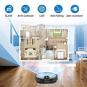 Proscenic M6 PRO Wi-Fi Connected Robot Vacuum Cleaner and Mop, Alexa & Google Home& App Control, Lidar Navigation, Robotic Vacuum with Mapping, 2600 Pa Suction and Selective Room Cleaning