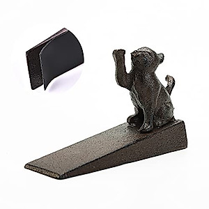 Sungmor Heavy Duty Cast Iron Cat Door Stops | Decorative Cute Animal Statue Metal Door Stopper Wedge with Non-Slip Mat | Solid & Antique Style Windproof Door Holder for Patio Yard Garden Farmhouse