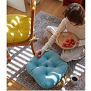 Thick Chair Pad for Dining Chairs,Soft Seat Cushion with Ties Non Slip Dining Chair Cushion, Velvet Chair Seat Cushion (Color : Khaki, Size : 38 * 40cm)