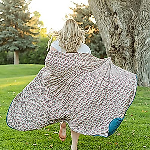 Soft Oversized Throw Blanket - Super Cozy Adult Size Large Swaddle Blankets for Bed, Sofa, Couch - Lightweight Jersey Knit Comfort Throws 57x72 Inch Long (Blue Red Ditsy Floral)