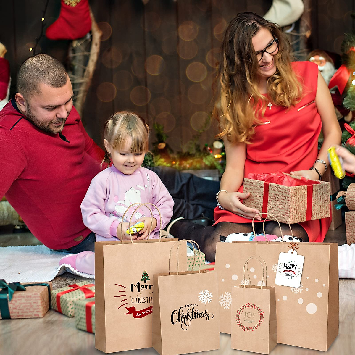 Moretoes 40pcs Brown Paper Bags with Handles Assorted Size Gift Bags, Kraft Paper Bags, Paper Shopping Bags, Craft Bags, Merchandise Bags