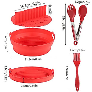 8.5 Inch Air Fryer Liners, Reusable Silicone Air Fryer Tray Collapsible Round Air Fryer Silicone Basket (For 5 QT to 8 QT)