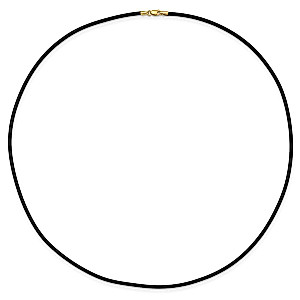 14k Yellow Gold 2mm 20 Inch Black Rubber Cord Chain Necklace Pendant Charm Leather Fine Jewelry For Women Gifts For Her